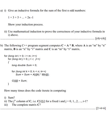 SOLVED A I Give An Inductive Formula For The Sum Of The First N Odd Numbers 1 3 5 2 N 1