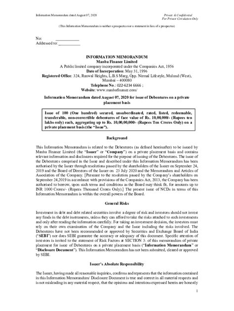 Fillable Online Confidential Information Memorandum Cim Detailed