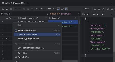 Explore Data In Data Editor Datagrip Documentation
