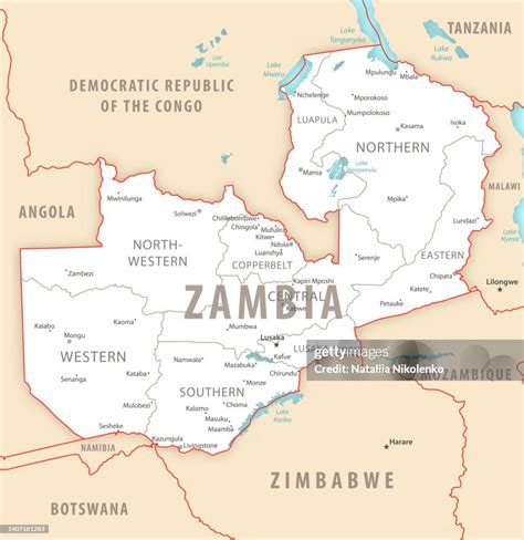 Zambia Detailed Map With Regions And Cities Of The Country High Res