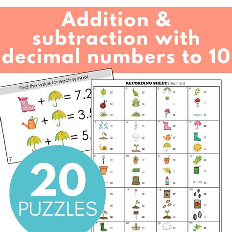 Spring Themed Math Logic Problems Puzzles For Decimal Numbers To Tent Shelley Gray Teaching