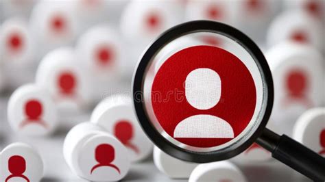 Selecting Individual Profile Through Magnifying Glass Concept Stock