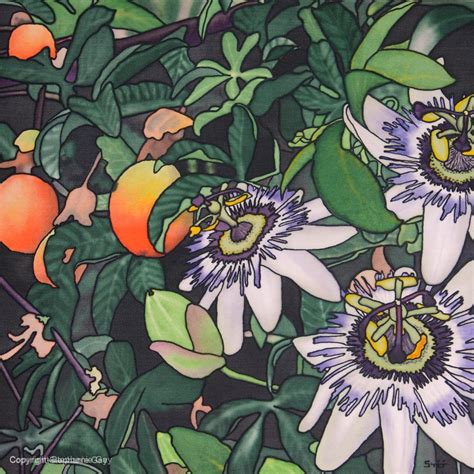 Passion Fruit Passion Flowers Stephanie Gay Silk Art