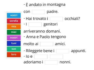 Aggettivi Possessivi Wordwall Risorse Didattiche