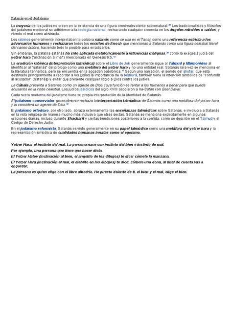 Interpretaciones De Satanás En El Judaísmo Pdf Satán Teología