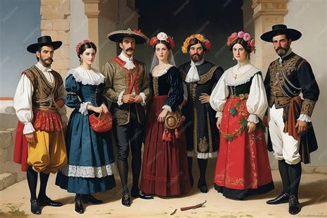 Premium Photo A Group Of Spaniards In National Dress