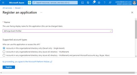 Register Dbforge Event Profiler As A Microsoft Entra Id Application