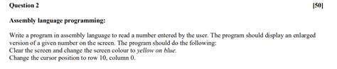 Solved Question 2 50 Assembly Language Programming Write