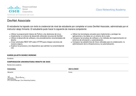 Karen Juliethgomez Moreno Devnet Associate Certificate Pdf