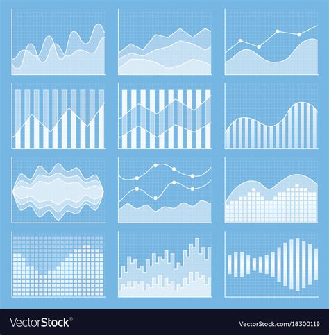 Business Chart Collection Set Of Graphs Data Vector Image