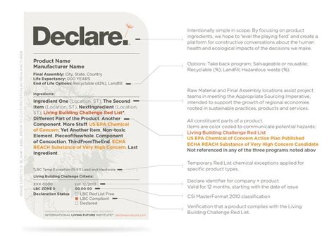 Declare Label For Healthy Building Products