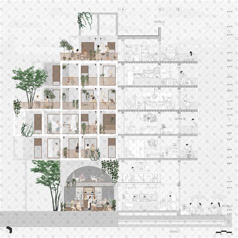 Cad And Flat Vector Detailed Apartment Section Toffu Co