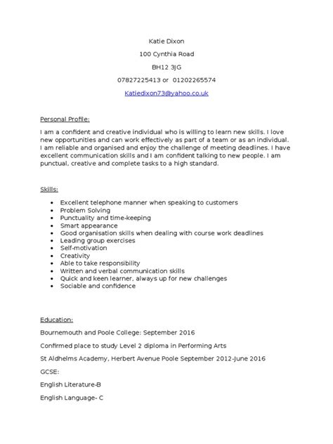 Katie Dixon Cv Pdf