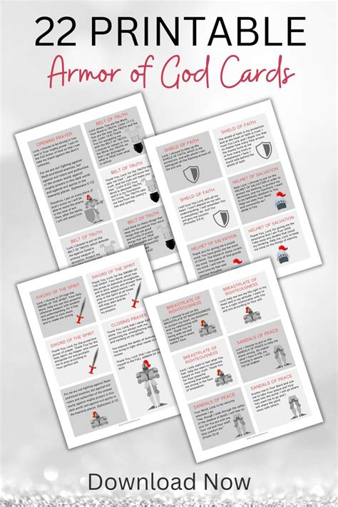 Printable Armor Of God Cards Ephesians 6 Scripture Set Christian