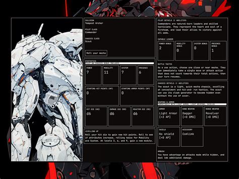 Mecha Hack Character Sheet Generator By Damian Skotzke On Dribbble