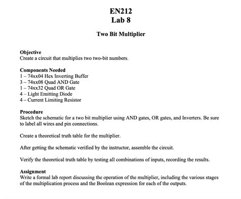 Solved En212 Lab 8 Two Bit Multiplier Objective Create A