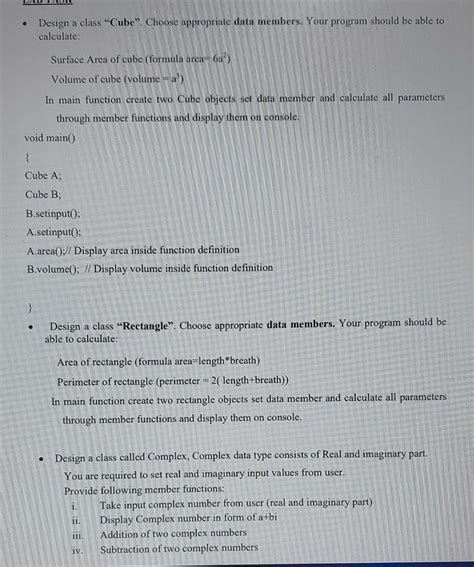 Solved Design A Class Cube Choose Appropriate Data Chegg