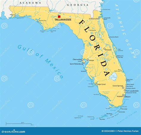 Floryda Polityczna Mapa Ilustracja Wektor Ilustracja Złożonej Z Mapa 83343483