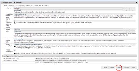 aem apache sling jcr installer configuration deletion affecting