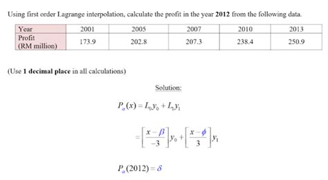 Solved Using First Order Lagrange Interpolation Calculate