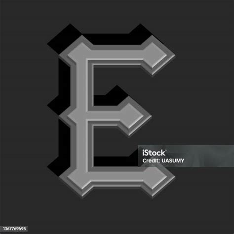 고딕 문자 E 로고 3d 모노그램 회색 오래된 알파벳 정체성 초기 서예 기호 문신에 대한 스톡 벡터 아트 및 기타 이미지 문신 큰 못으로 박은 3차원 형태 Istock