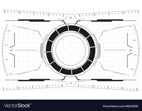 Hud Sci Fi Interface Screen Monochrome View Vector Image