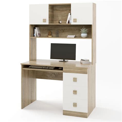 Письмовий стіл з надбудовою Еверест Соната дуб сонома білий Evr 2626