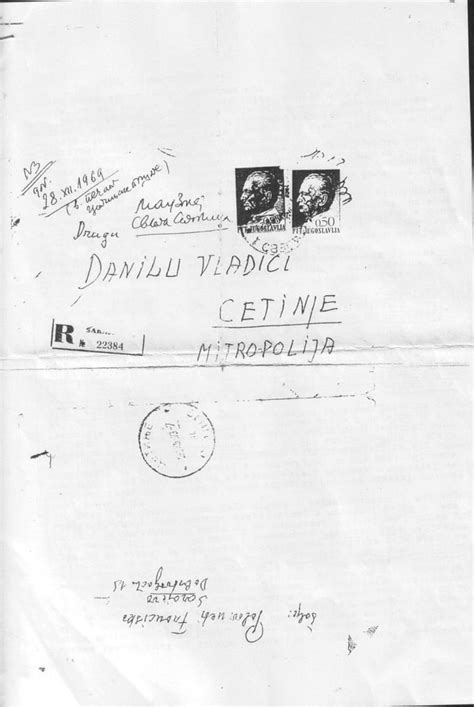 Letter To Vladika Danilo 1969 R Europe
