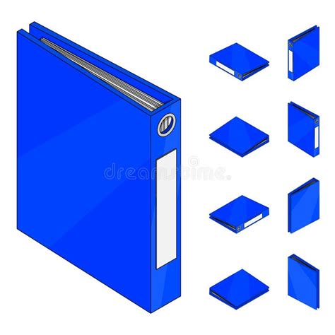 Isometric Folder Line A Large Set Of Images Of An Office Folder With Documents In Different
