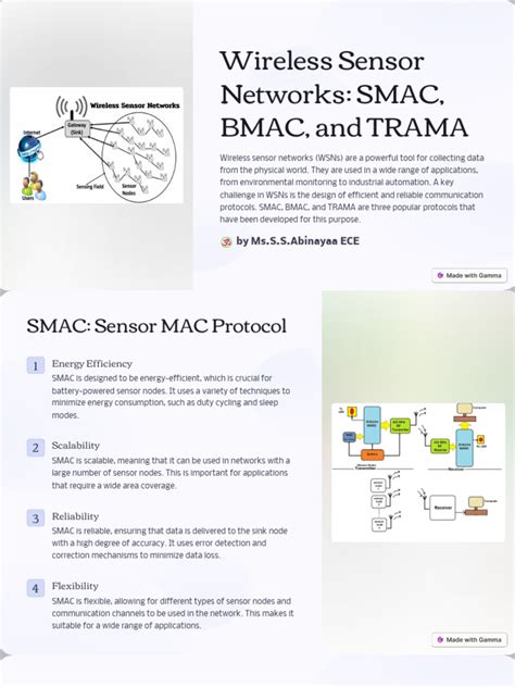 Wireless Sensor Networks Smac Bmac And Trama Pdf Wireless Sensor