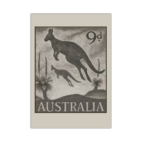 Australia Post Greeting Cards Leaping Kangaroo Stamp Pack Of 6 Greeting Cards