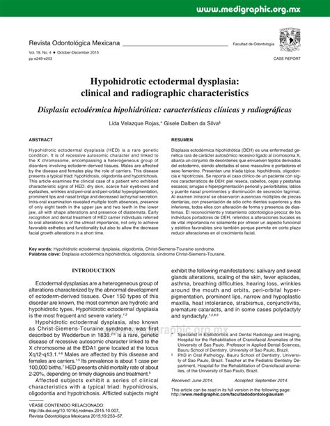 Pdf Hypohidrotic Ectodermal Dysplasia Clinical And Radiographic