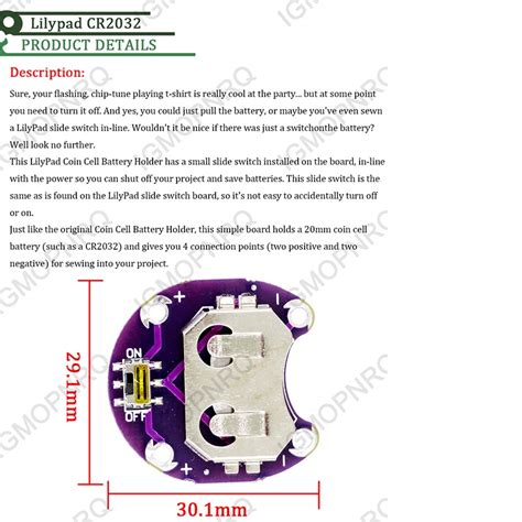 Lilypad Coin Cell Battery Holder Cr2032 Battery Mount Module Shopee Malaysia