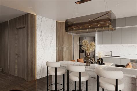 photo realistic custom luxury kitchen 3d rendering stock illustration illustration of design