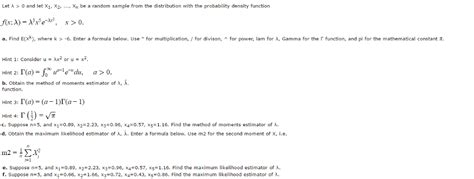 Solved Let Lambda And Let X X X N Be A Random Chegg Com