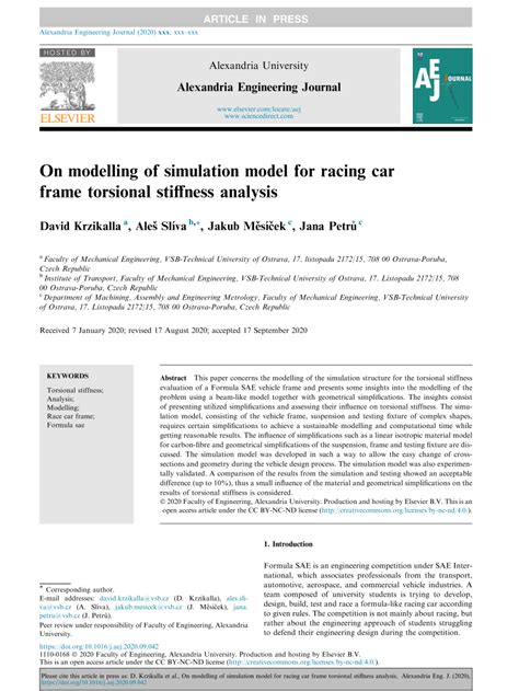 Pdf On Modelling Of Simulation Model For Racing Car Frame Torsional Stiffness Analysis