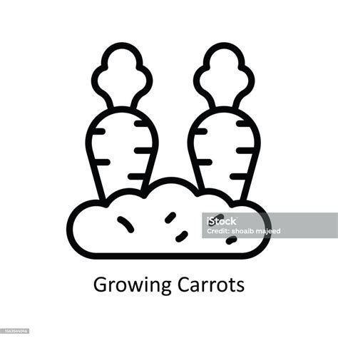 성장하는 당근 벡터 윤곽선 아이콘 디자인 그림입니다 자연과 생태 흰색 배경에 기호 Eps 10 파일 건강한 식생활에 대한 스톡 벡터 아트 및 기타 이미지 Istock