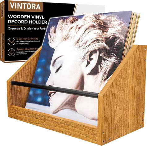 Vintora Wooden Vinyl Record Holder Freestanding Vinyl