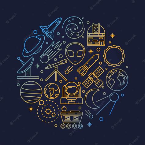 Premium Vector Astronomy Or Space Vector Concept Round Colored