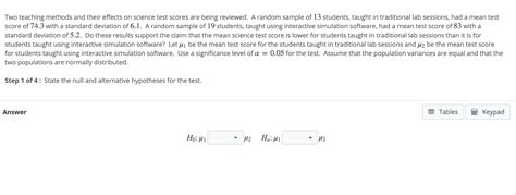 Solved Step 2 Compute The Value Of The T Test Statistic