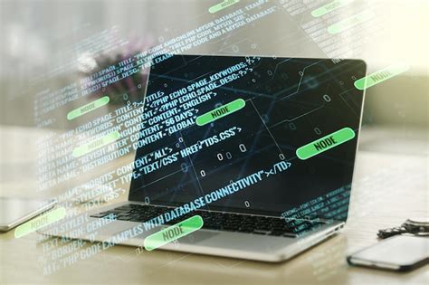 Premium Photo Multi Exposure Of Abstract Creative Coding Sketch On