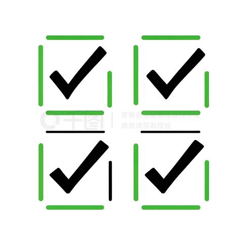 Checkai数字艺术 Check简约风绿色黑色勾选标记方框选项插画 Ai平面元素免费下载 Png格式 4096像素 编号71592520 千图网