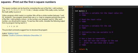 Solved Squares Print Out The First N Square Numbers The Chegg