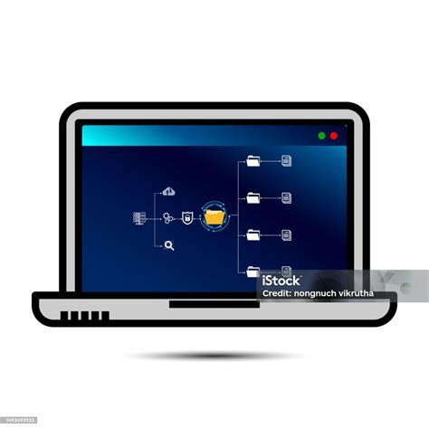 폴더 문서 관리 기능이 있는 노트북 컴퓨터로 빈 문서가 있는 파일 폴더를 엽니다 데이터 전송 백업 파일 공유 문서 전송 개념