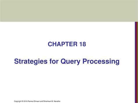 Ppt Chapter 18 Strategies For Query Processing Powerpoint