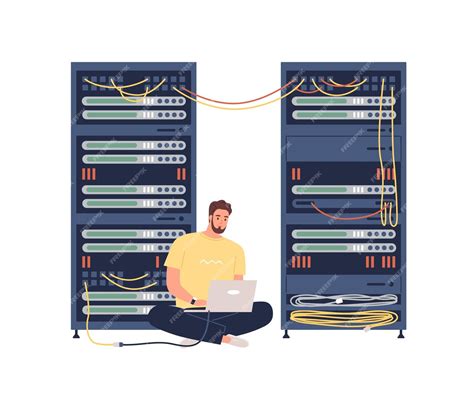 premium vector sysadmin adjusting network connection repairing