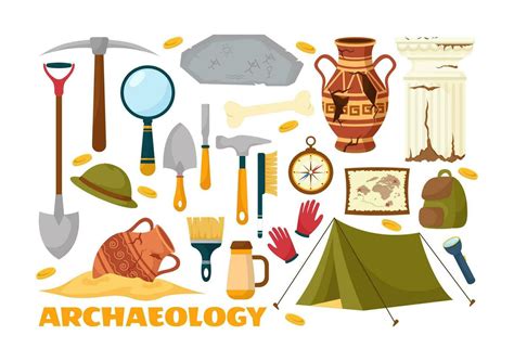 Archeology Vector Illustration With Archaeological Excavation Of