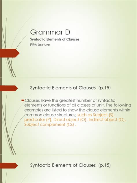 Grammar D 5th Lecture Pdf Syntax Clause