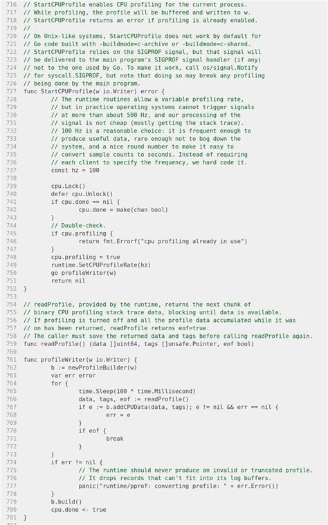 how to do frame based profiling in go r golang