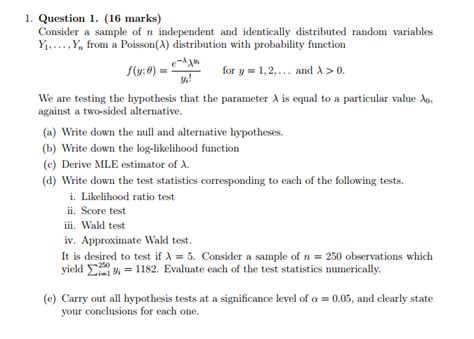 Solved 1 Question 1 16 Marks Consider A Sample Of N Chegg Com